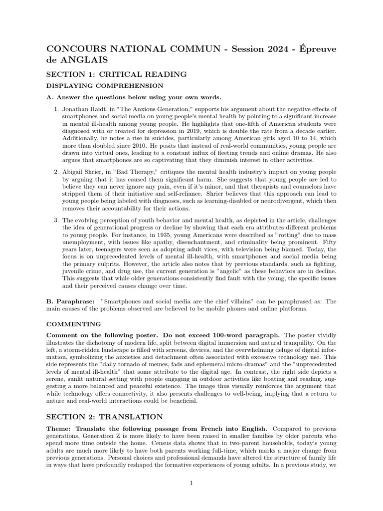 Corrigé CNC 2024 | PDF | Mind | Mental Health