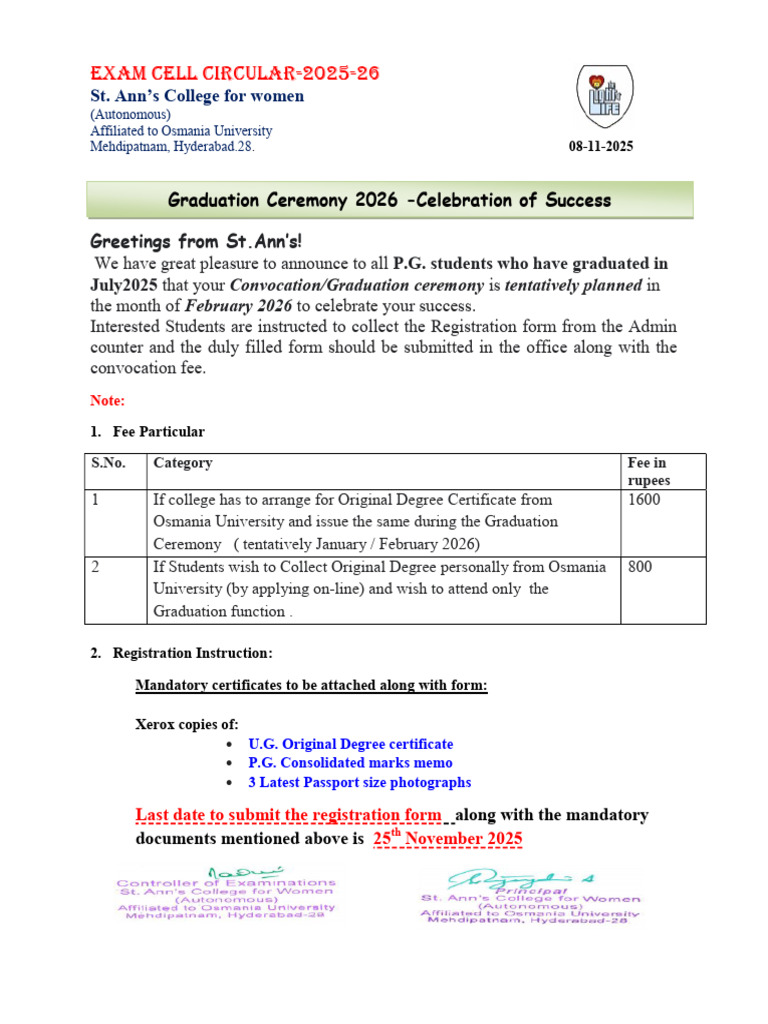 Convocation Circular PG | PDF