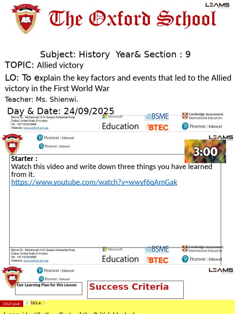 Year 9 HistoryT1 L3Allied Victory | PDF