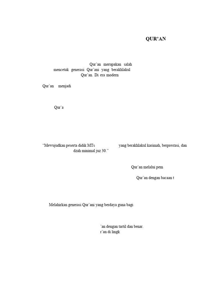 Program Tahfidz Al-Qur'an MTs Pasanggrahan | PDF
