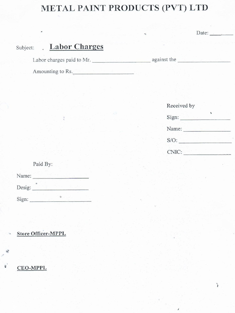 Labour Charges Form | PDF