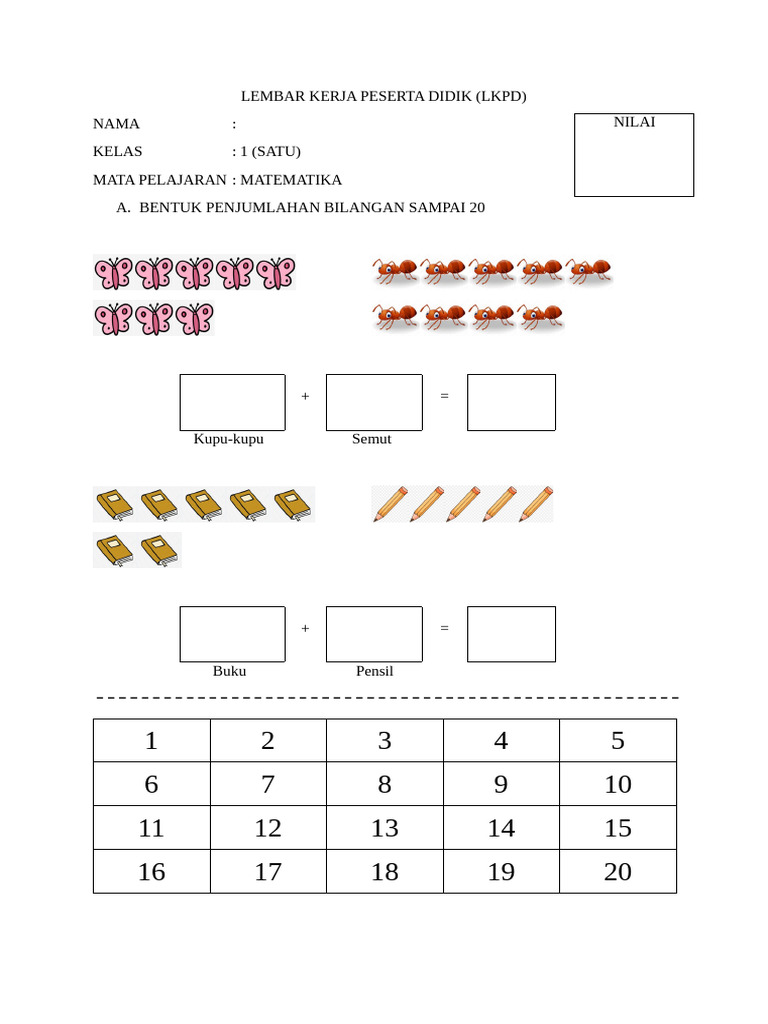 LKPD Matematika Kelas 1 | PDF