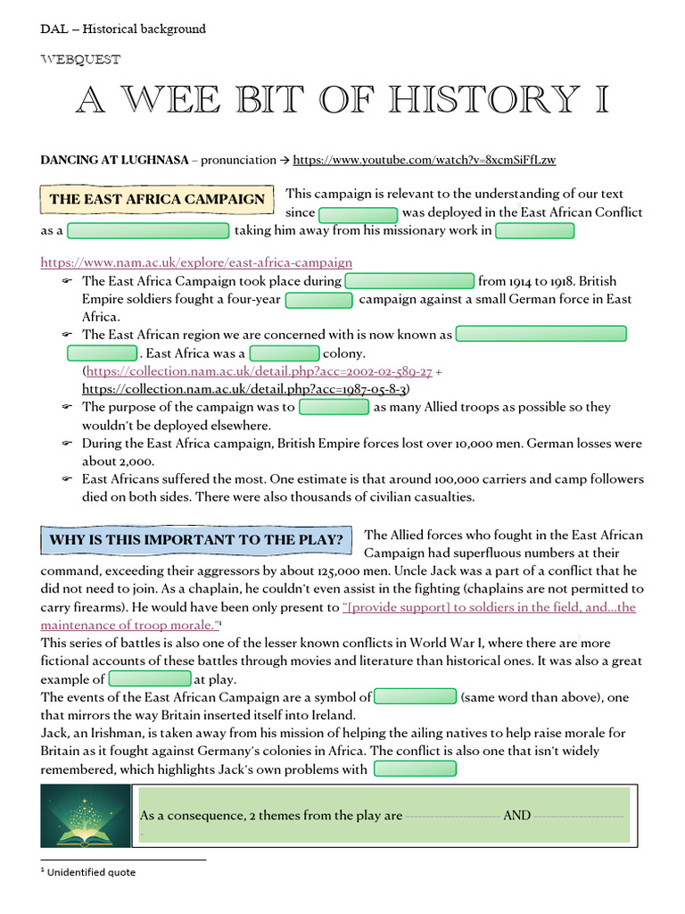 WEBQUEST - DAL - A Wee Bit of History I - East African Company | PDF ...