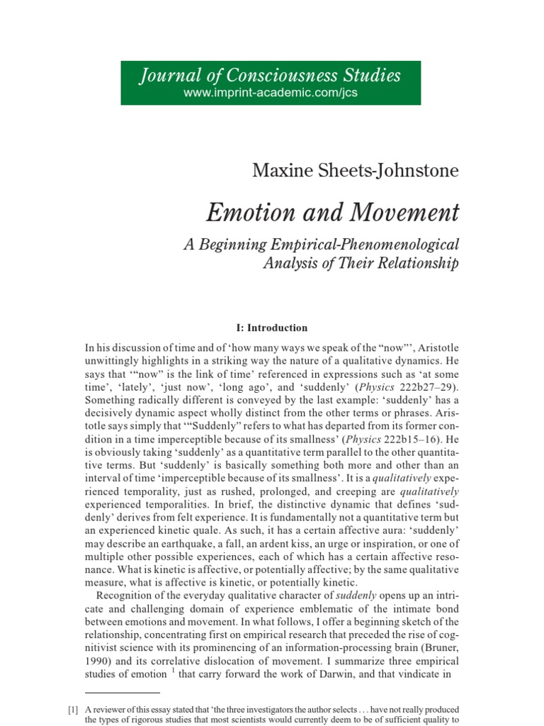 Emotion and Movement Analysis | PDF | Phenomenology (Philosophy) | Emotions