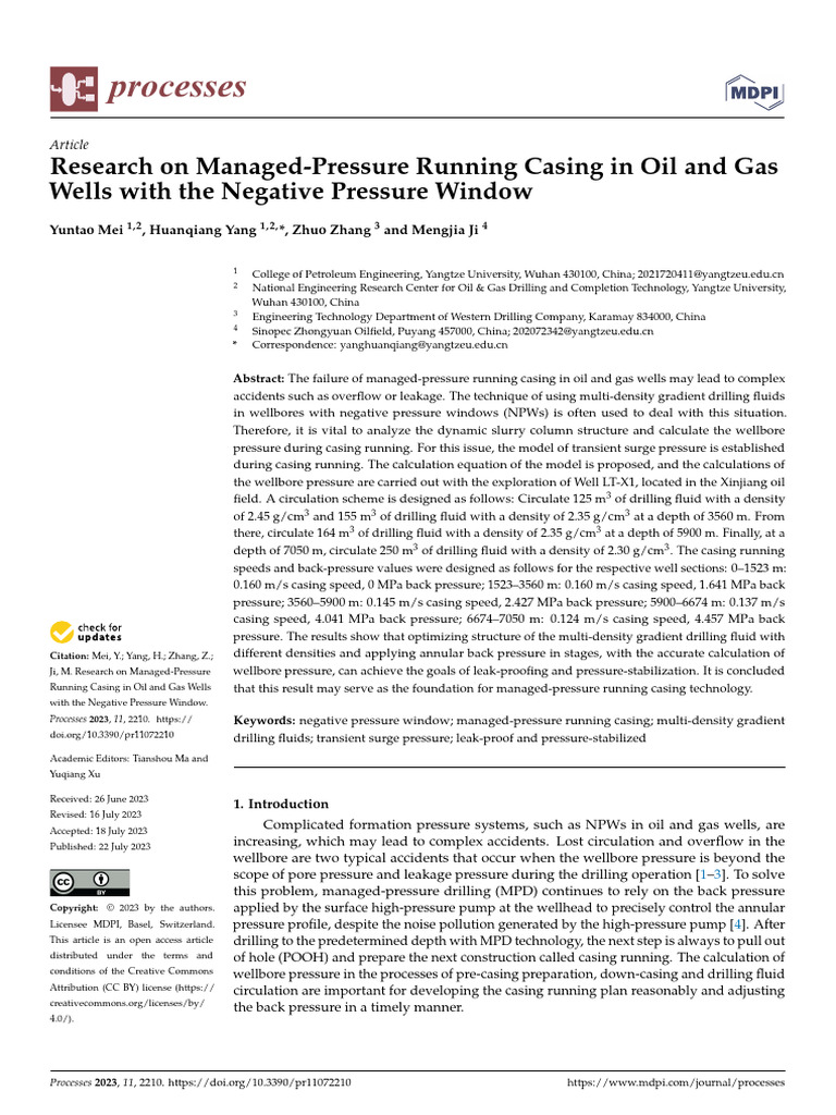 Research On Managed-Pressure Running Casing in Oil | PDF | Casing ...