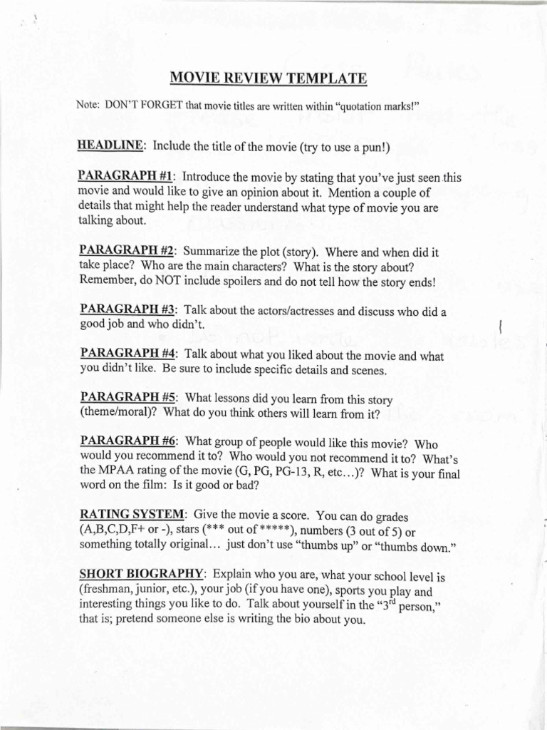 Movie Review Template | PDF