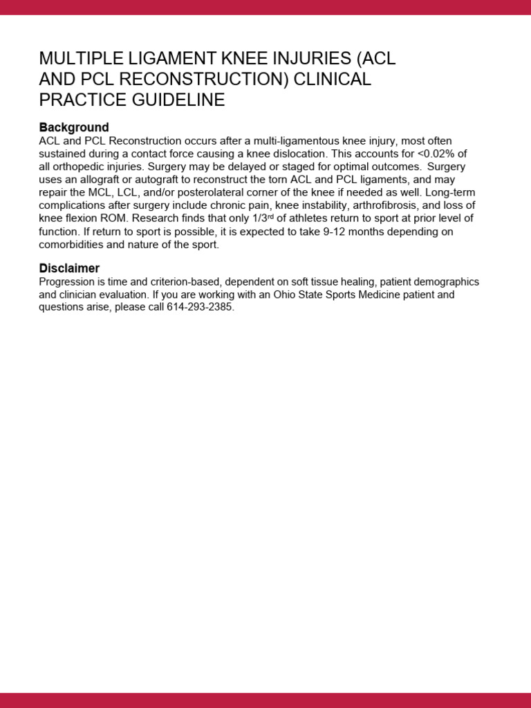 ACL-PCL Reconstruction 2023 | PDF | Knee | Physical Therapy