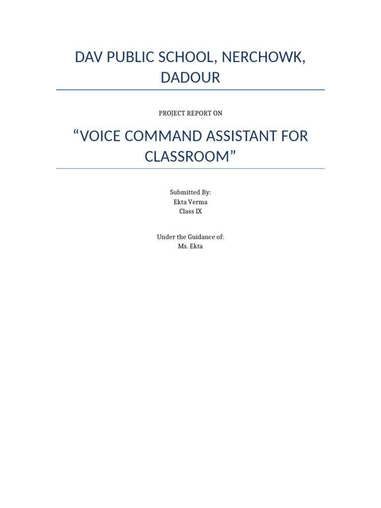 Voice Command Assistant Project Ekta Verma | PDF | Speech Recognition ...