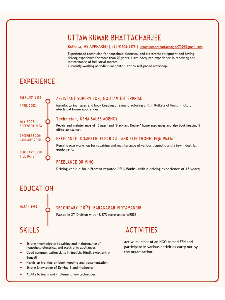 Uttam Bhattacharjee Biodata | PDF
