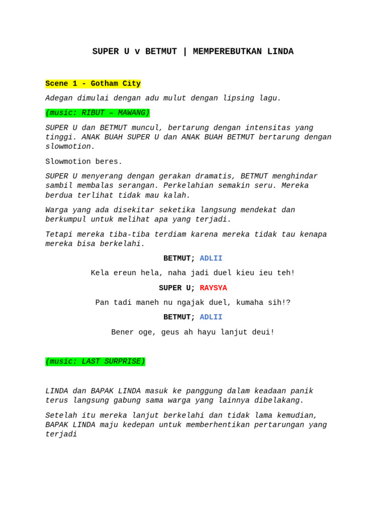 SCRIPT SUPER U V BETMUT - XI-D FIX DUBBING HAHAYY | PDF