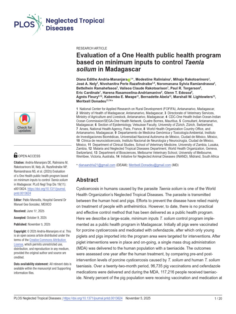 Evaluation of A One Health Public Health Program B | PDF | Public ...
