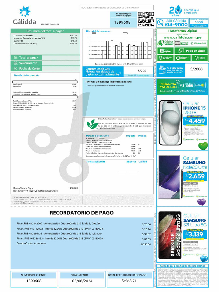 Factura de Gas Natural - Mayo 2024 | PDF | Gases