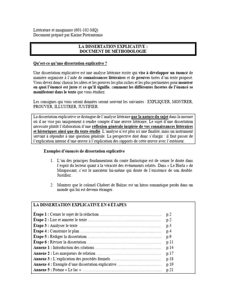 Méthodologie de la dissertation explicative | PDF | Phrase | Linguistique