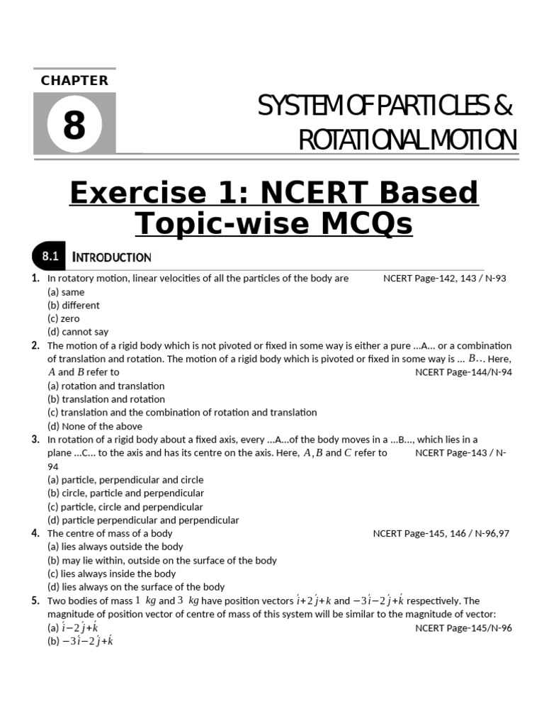 System of Particles & Rotational Motion | PDF | Rotation Around A Fixed ...
