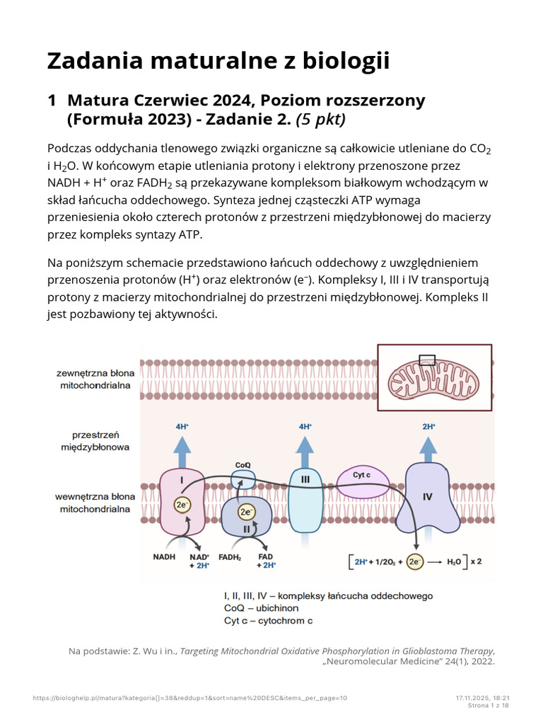 Oddychanie Komórkowe - Biologhelp | PDF