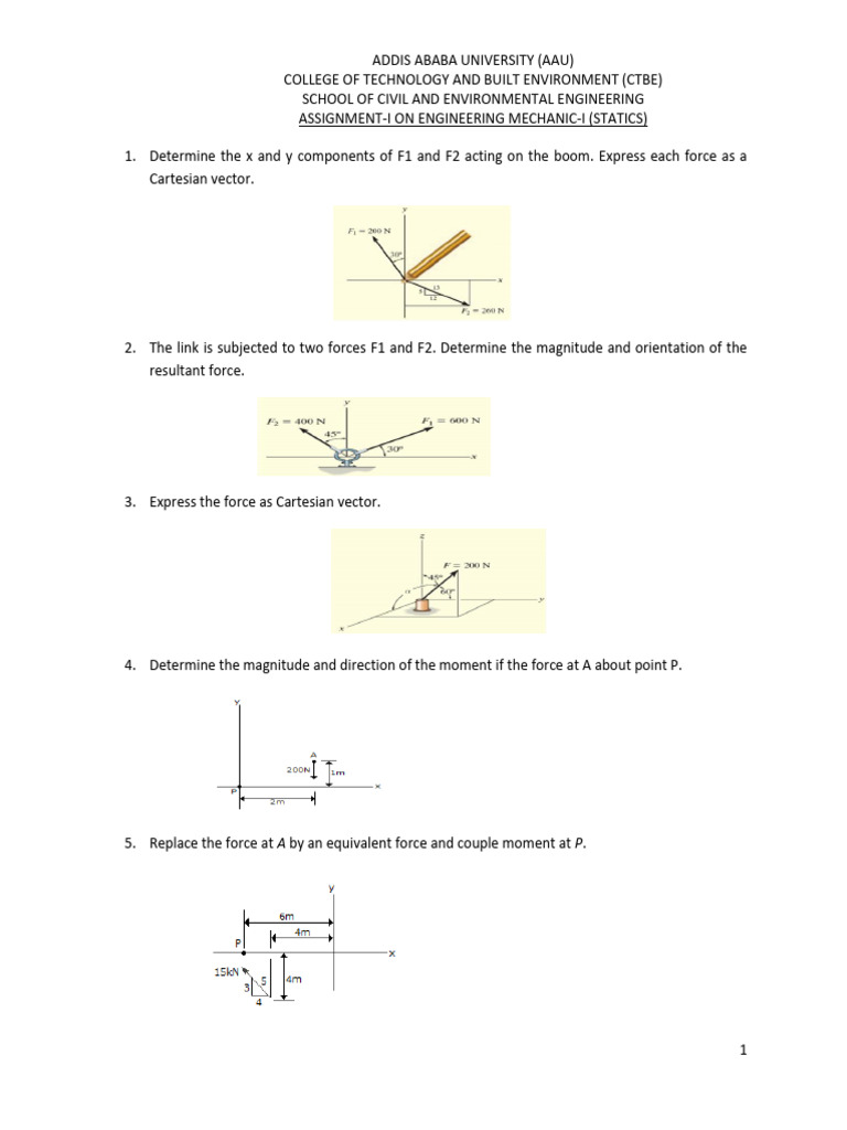 Mechanics I Assignment 2025 Pdf Force Truss
