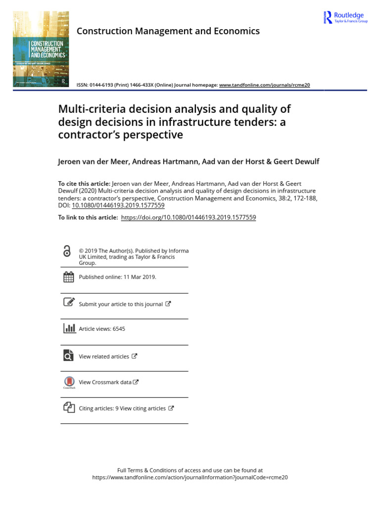 Multi-criteria Decision Analysis and Quality of Design Decisions in ...