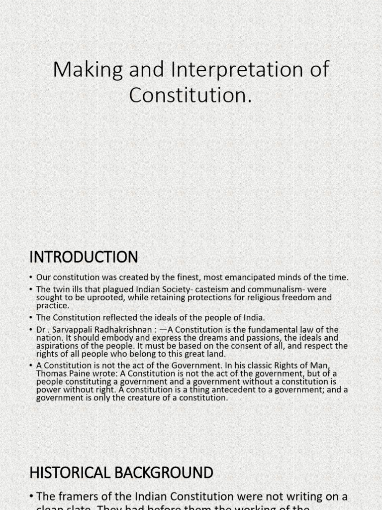 Making and Interpretation of Constitution. | PDF | Government | Justice