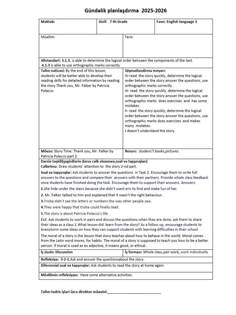 English Language 7th Grade - 24-28 November - Done | PDF | Anxiety | Word