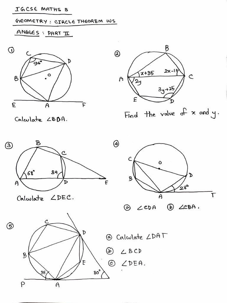 Mb Geometry Circle Theorem Ws Angles II[1] | PDF