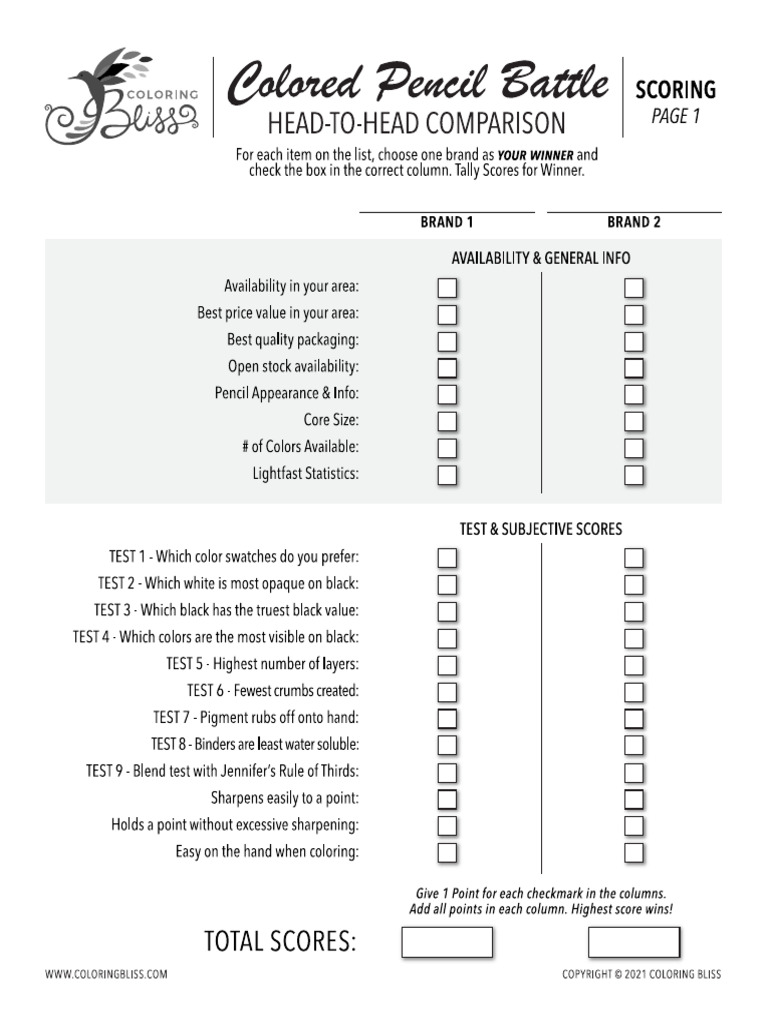 Colored Pencils Score Card v2 | PDF