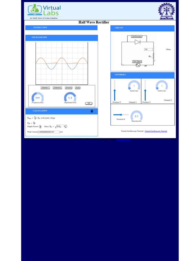 Half Wave Rectifier Oscilloscope Guide | PDF