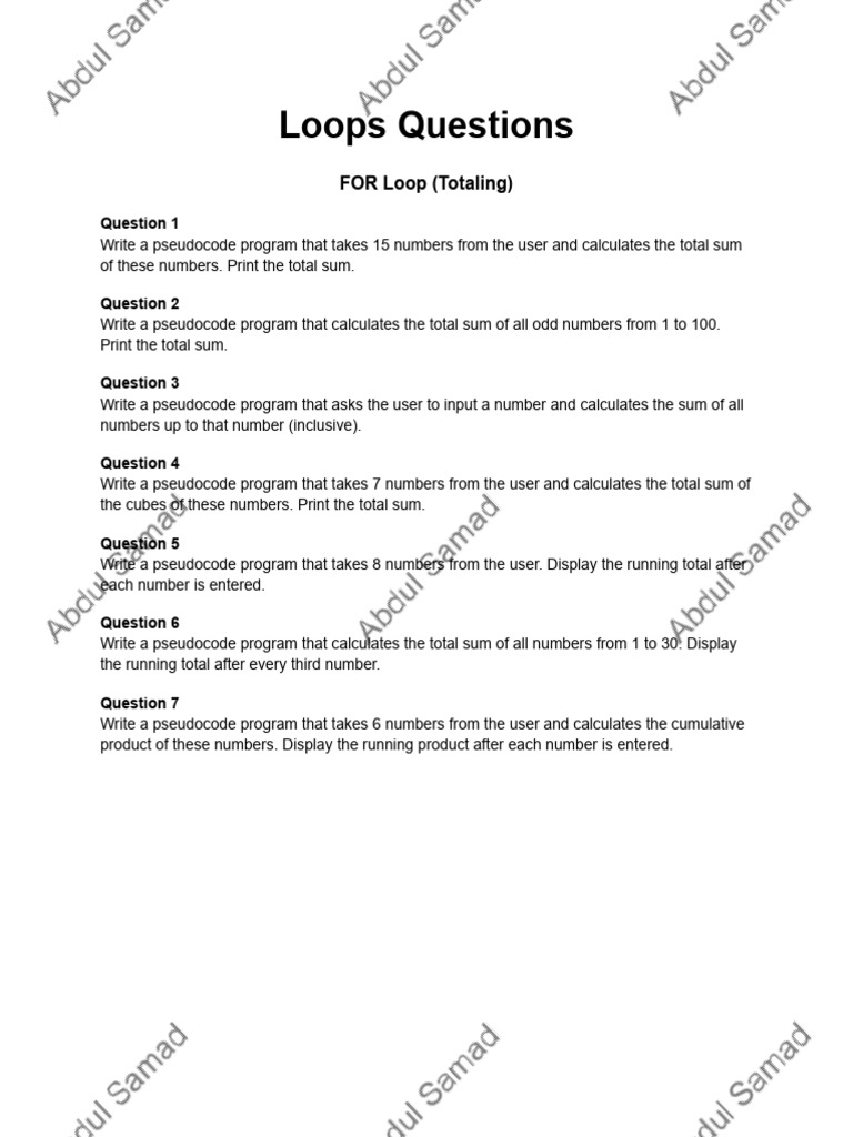 Loop Worksheet - 1 | PDF | String (Computer Science) | Integer (Computer Science)