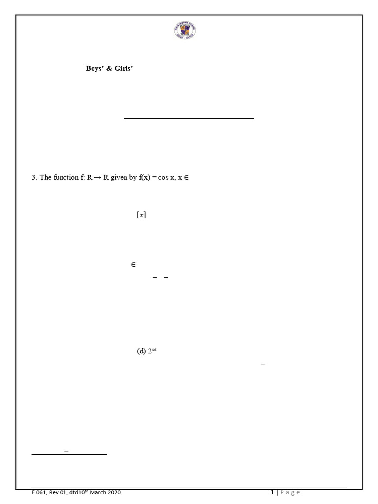 Mathematics MCQ Question Bank 2025-2026 | PDF | Mathematics