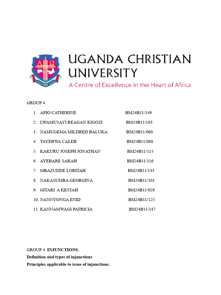 Injunctions - Group 4. | PDF | Injunction | Legal Remedy