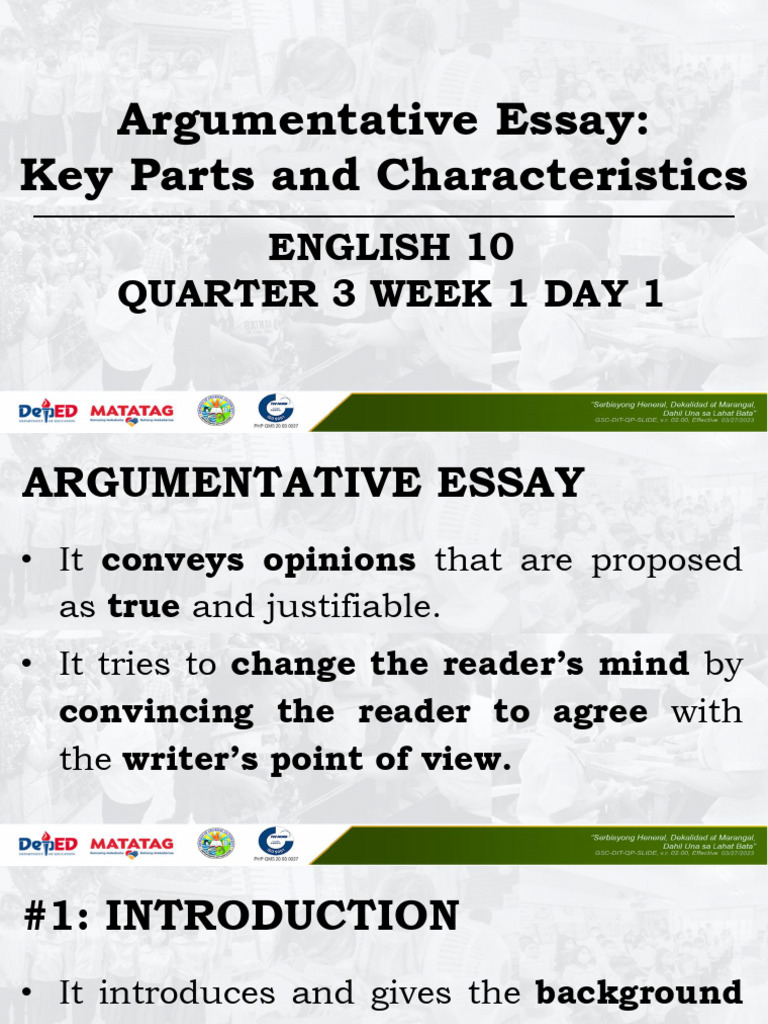 Key Elements of an Argumentative Essay | PDF
