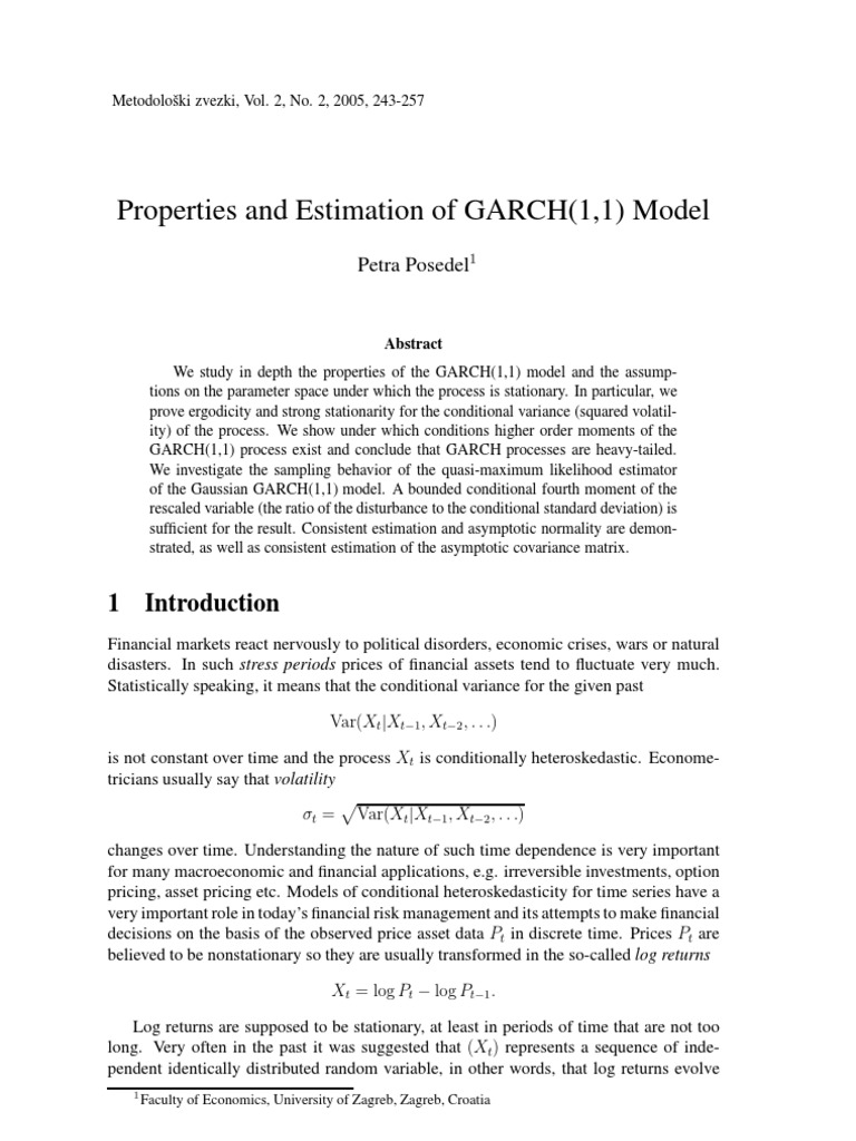 GARCH(1,1) Model Properties & Estimation | PDF | Teaching Methods ...