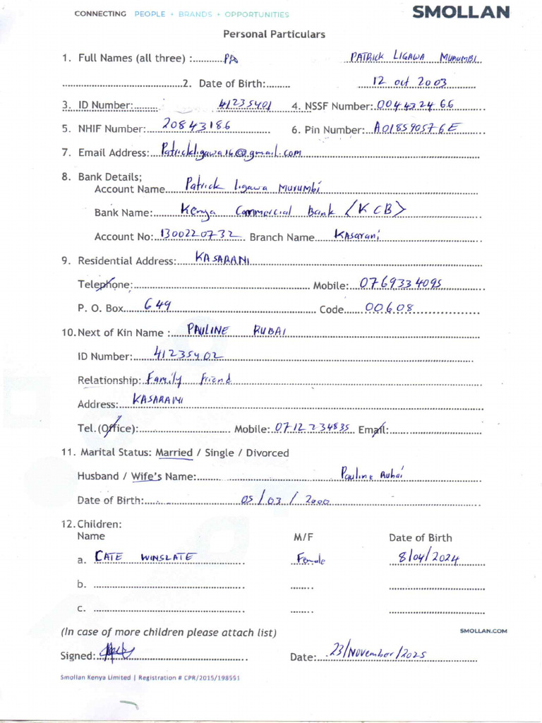 Personal Particulars | PDF