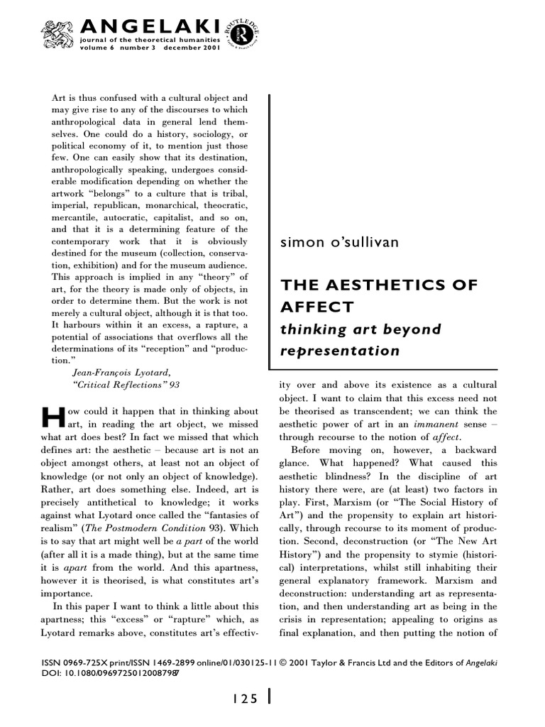 Aesthetic of Affect - Simon OSullivan | PDF | Deconstruction | Gilles ...