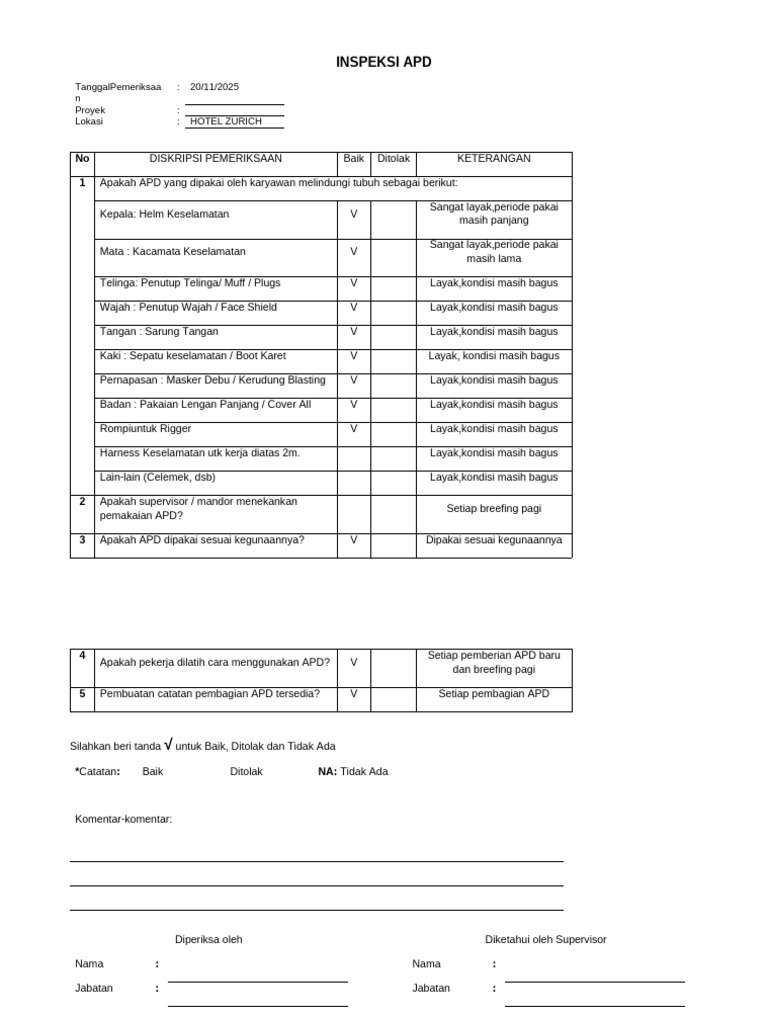 Inspeksi APD dan Pemadam Kebakaran | PDF