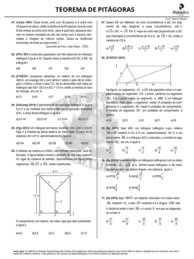 Pitágoras | PDF | Círculo | Geometria Analítica