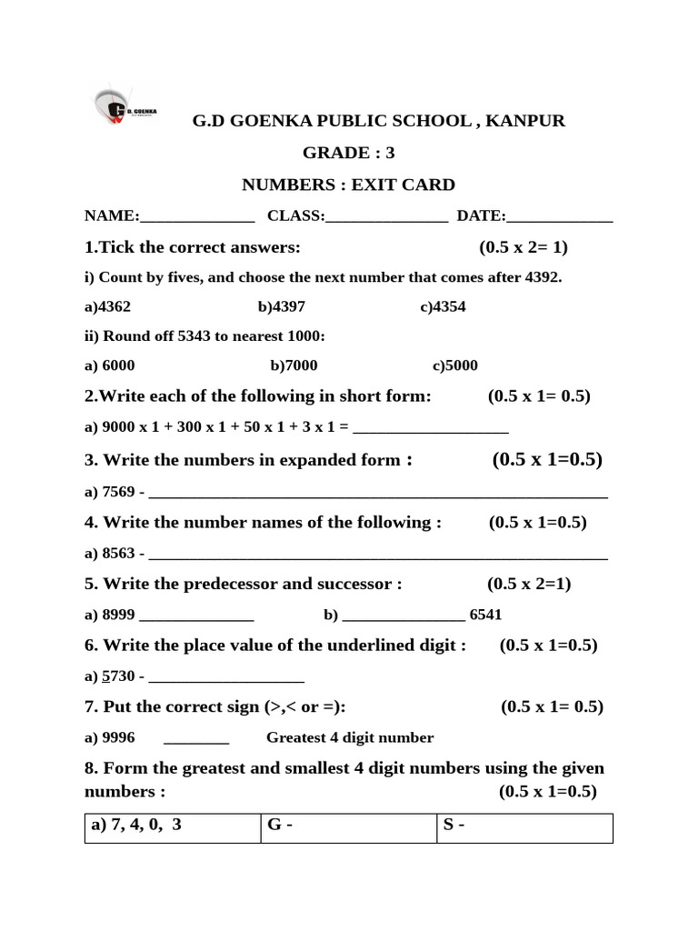 Exit Card 3 | PDF