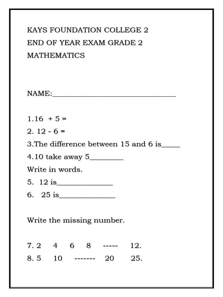 Grade 2 End-of-Year Exam Papers | PDF | Chess Theory | Chess