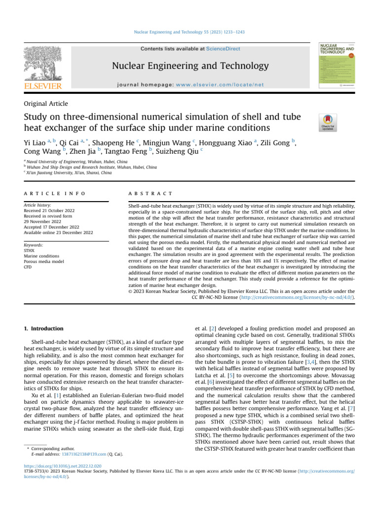 Study On Three-Dimensional Numerical Simulation of Shell and Tube Heat ...