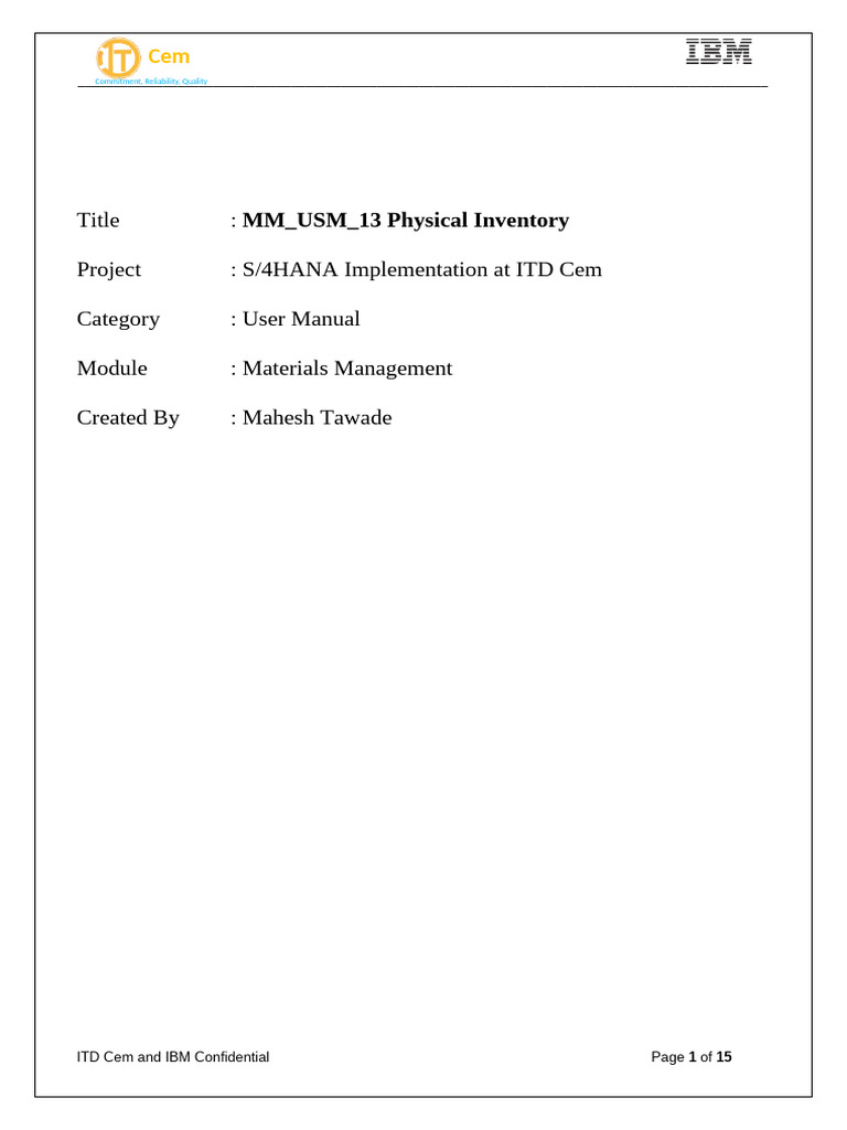 MM USM 13 Physical Inventory | PDF | Computing | Software