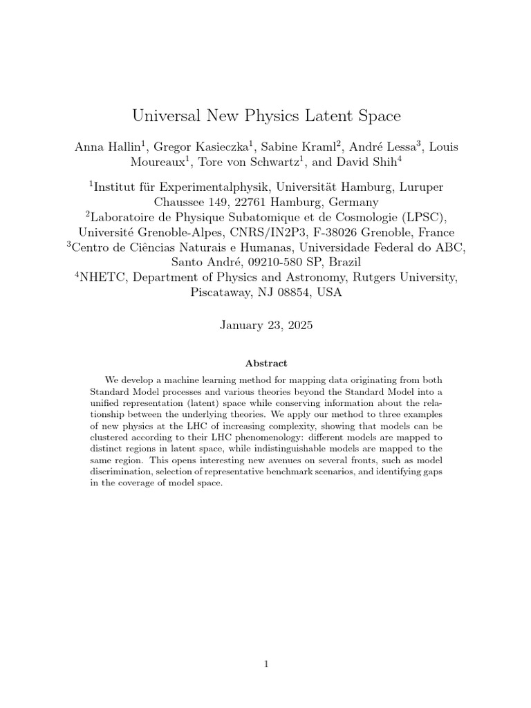 Universal New Physics Latent Space | PDF | Machine Learning | Particle ...