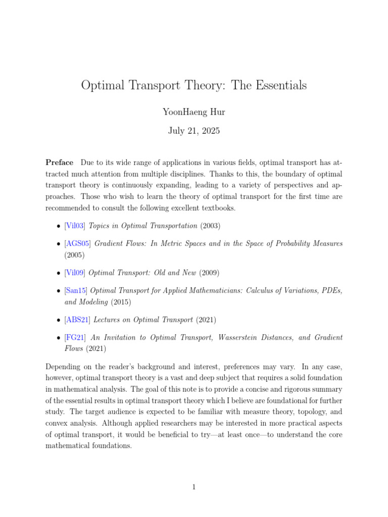 Optimal Transport Theory | PDF | Mathematical Analysis | Mathematics