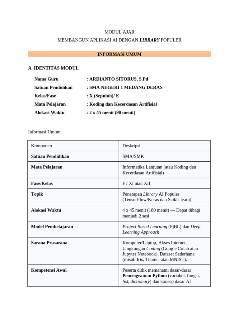Buatkan Saya File Modul Ajar Pembelajaran Mendala... | PDF