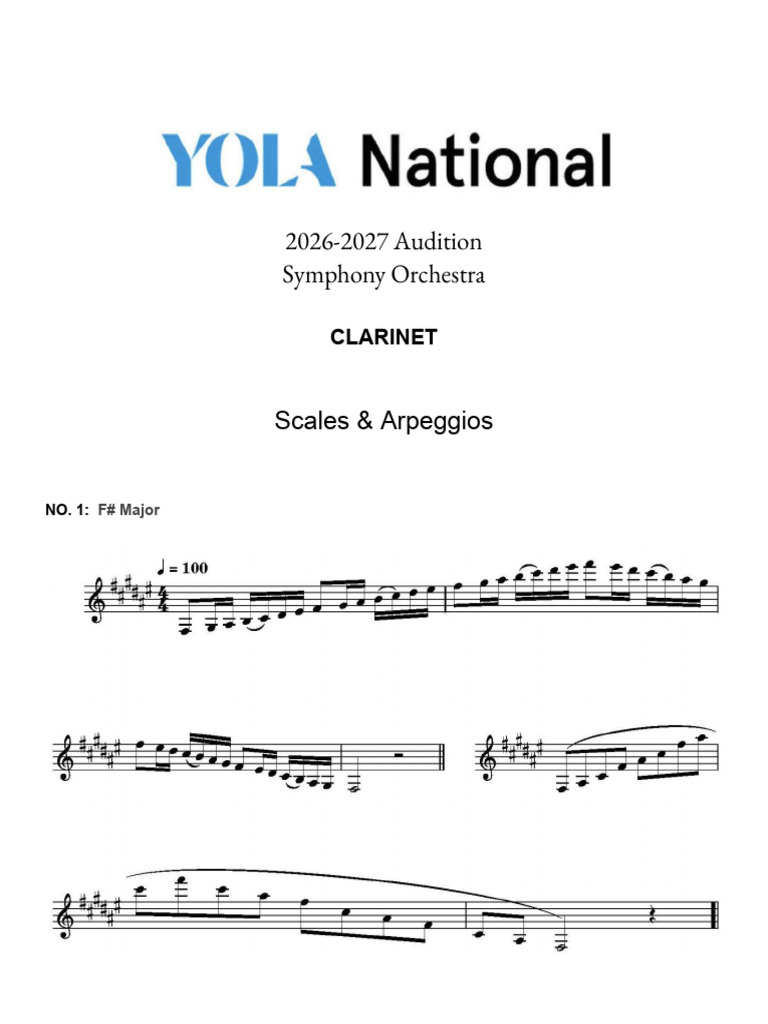 YNF SO Clarinet Audition 2026-2027 | PDF