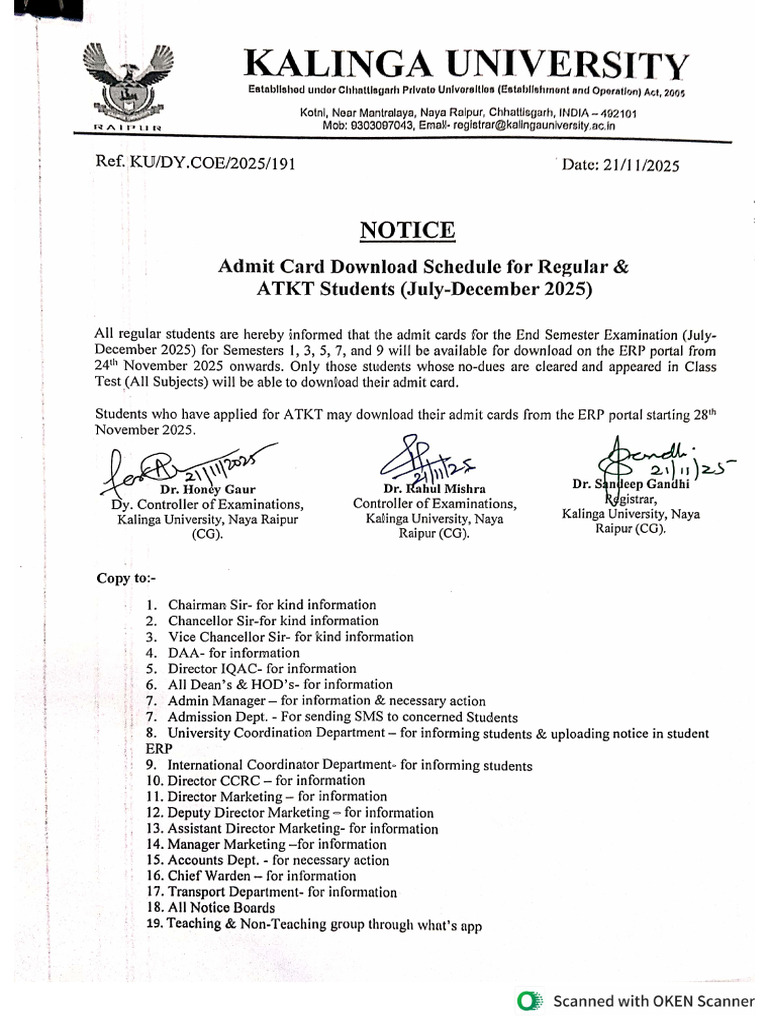 Admit Card Download Notice | PDF