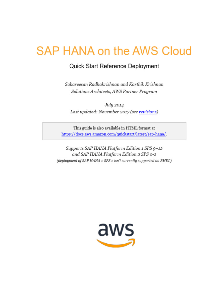 SAP HANA Quick Start | PDF | Amazon Web Services | Cloud Computing