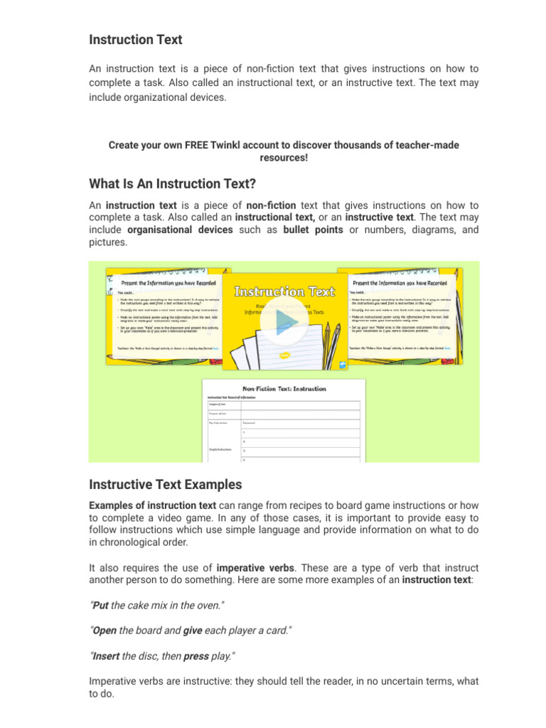 Understanding Instruction Texts | PDF