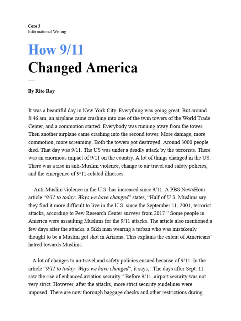 How 9 - 11 Changed America | PDF | September 11 Attacks