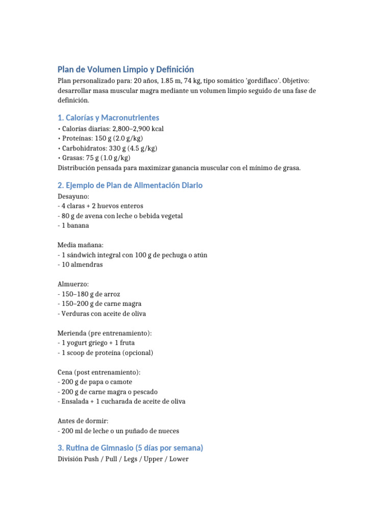 Plan Volumen y Definicion | PDF