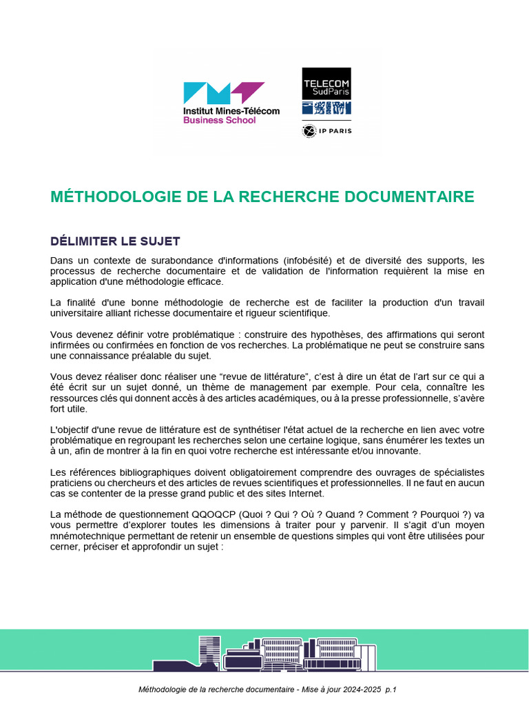 Méthodologie de recherche documentaire 2024 | PDF | Recherche d'information