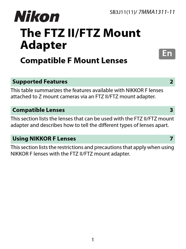 FTZ CompatibleFmount (En) 11 | PDF | Camera Lens | Autofocus